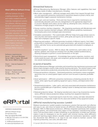 eRPortal Manufacturing Maintenance Manager | PDF