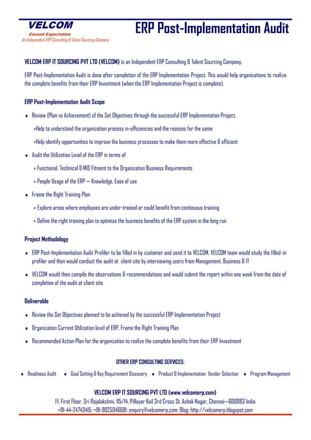 ERP Post Implementation Audit | PDF | Human Resources | Business