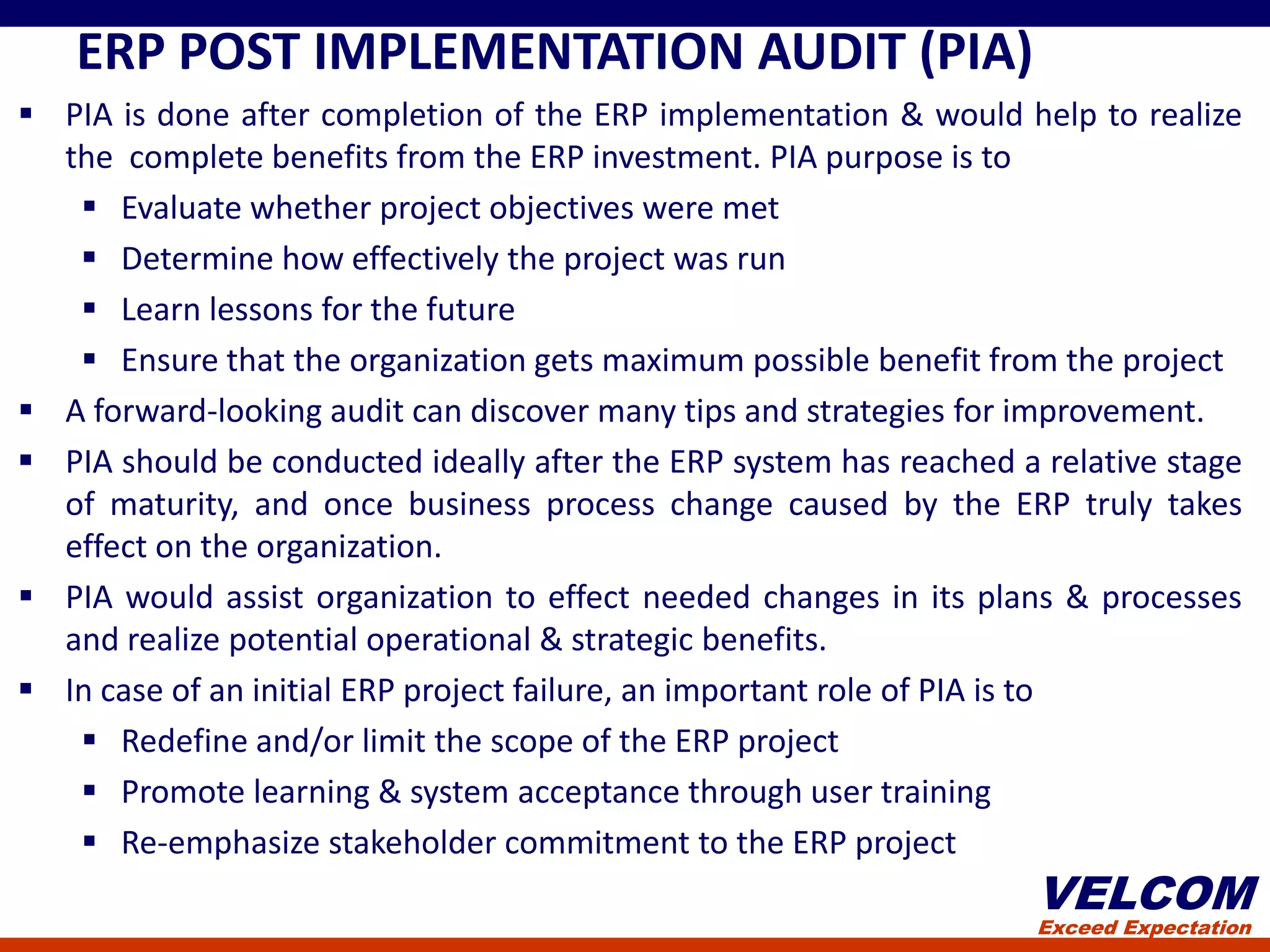 Erp post implementation audit | PPTX