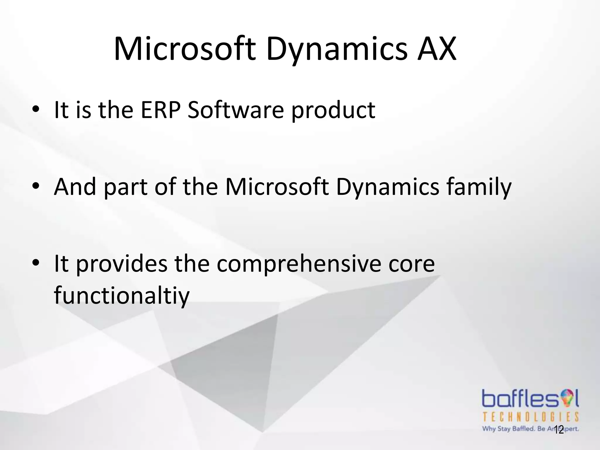 Microsoft Dynamics AX ERP Training | Bafflesol Academy of Learning | PPT