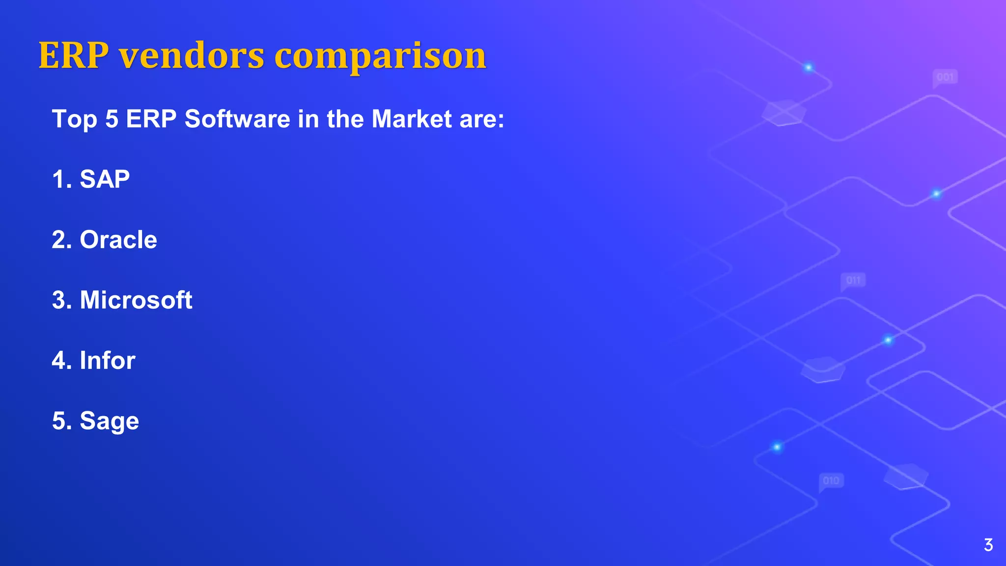 Comparison of 5 ERP Vendors | PPTX