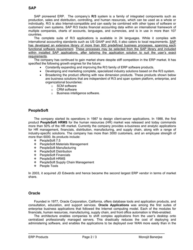 ERP Products&Vendors | PDF