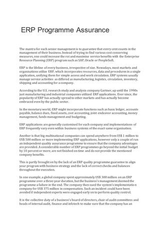 Erp programme assurance | DOCX
