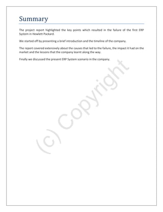 ERP Project: Implementation Failure in HP | PDF