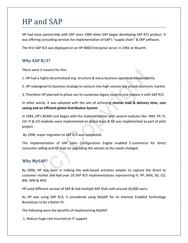 ERP Project: Implementation Failure in HP | PDF | IT and Internet ...