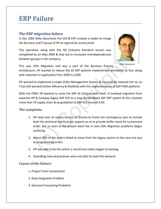 ERP Project: Implementation Failure in HP | PDF
