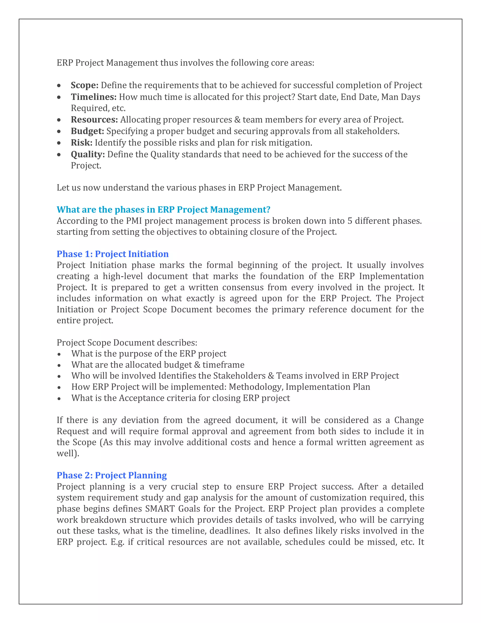 Erp Project Management - Best Practices | PDF