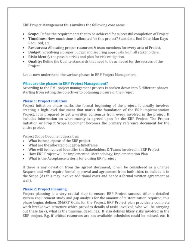 Erp Project Management Best Practices Pdf