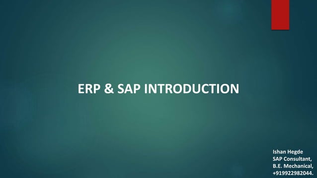 ERP & SAP Introduction | PPTX | Business | Business and Finance