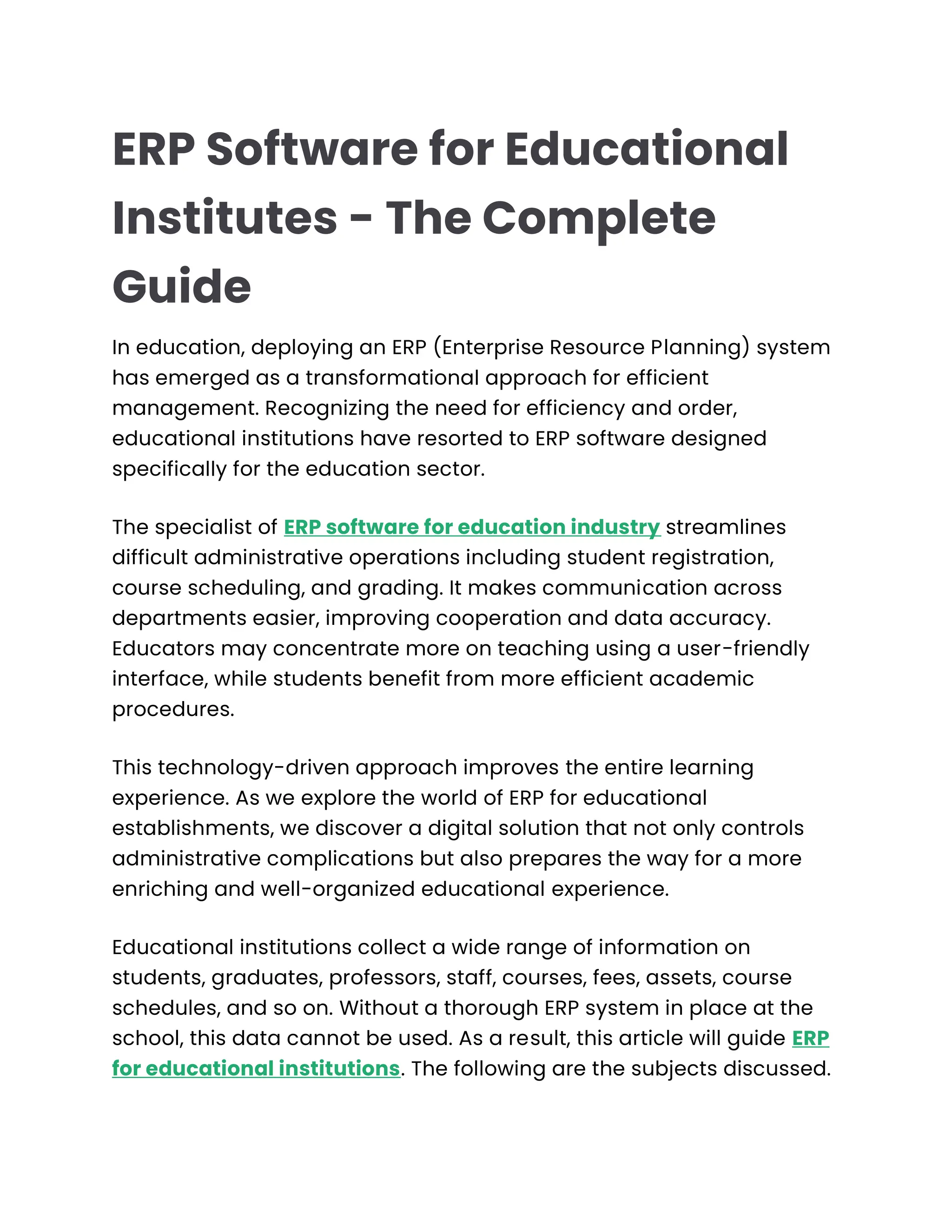 Best ERP Software for Educational Institutes | Education ERP | PDF