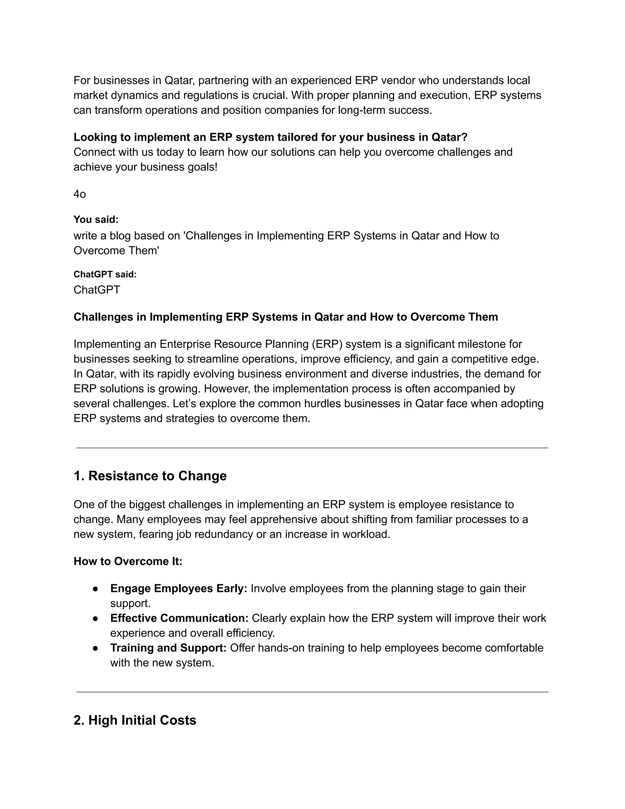 Challenges in Implementing ERP Systems in Qatar and How to Overcome Them | PDF