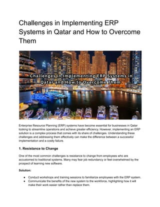 Challenges in Implementing ERP Systems in Qatar and How to Overcome Them | PDF
