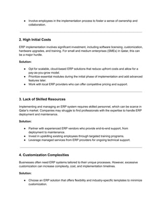 Challenges in Implementing ERP Systems in Qatar and How to Overcome Them | PDF