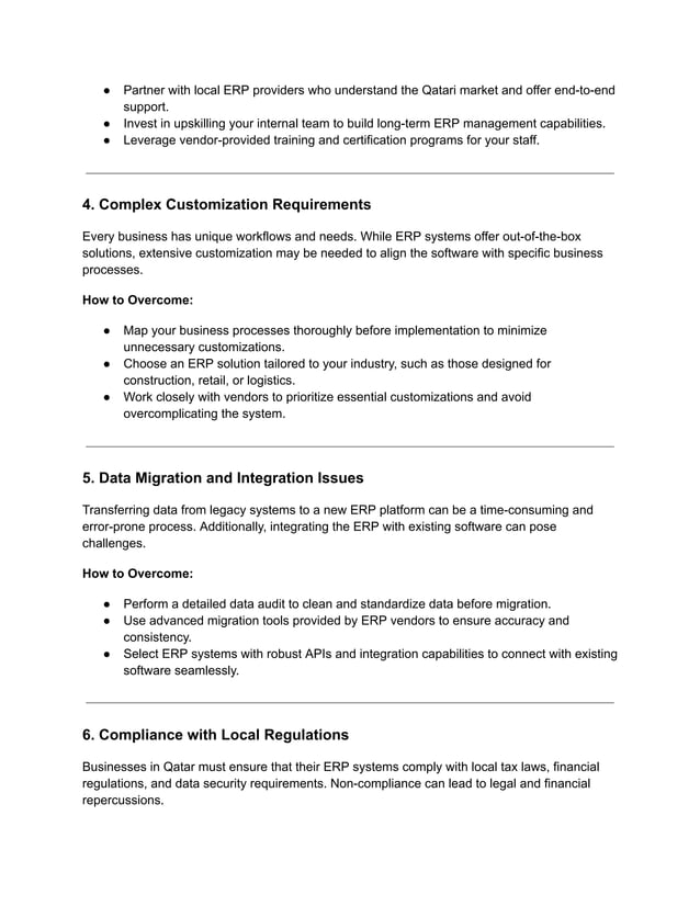 Challenges in Implementing ERP Systems in Qatar and How to Overcome Them | PDF
