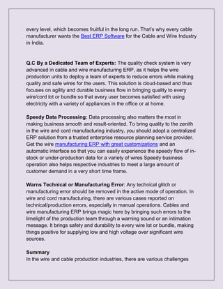 ERP Solution for Quality Control in Wire and Cable Manufacturing | PDF