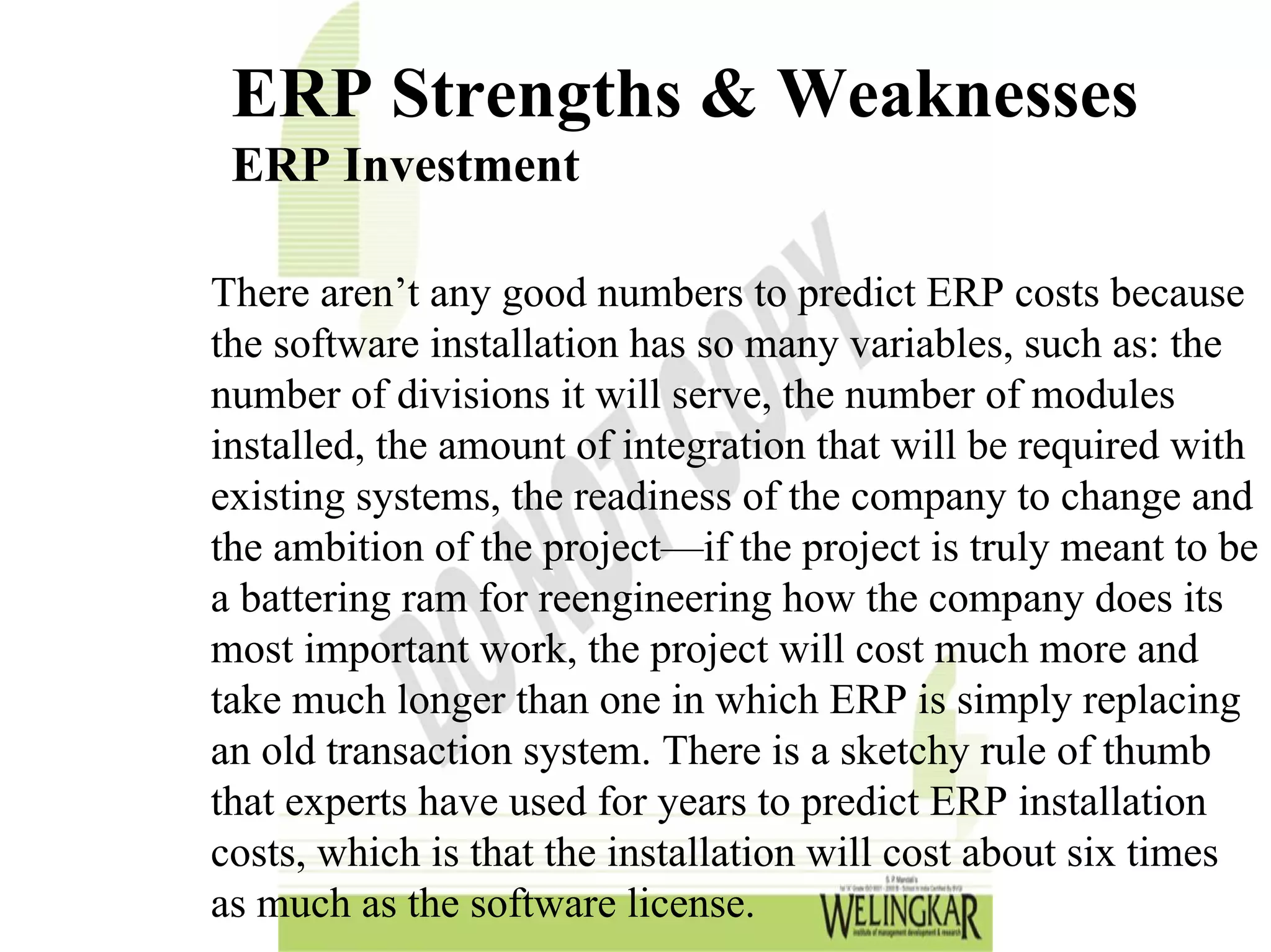 ERP: Strength and Weakness | PDF