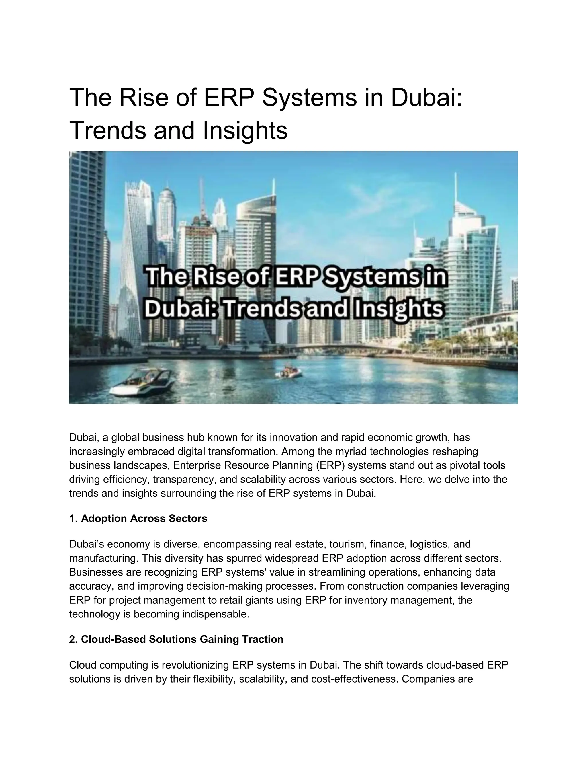 The Rise of ERP Systems in Dubai: Trends and Insights | PDF