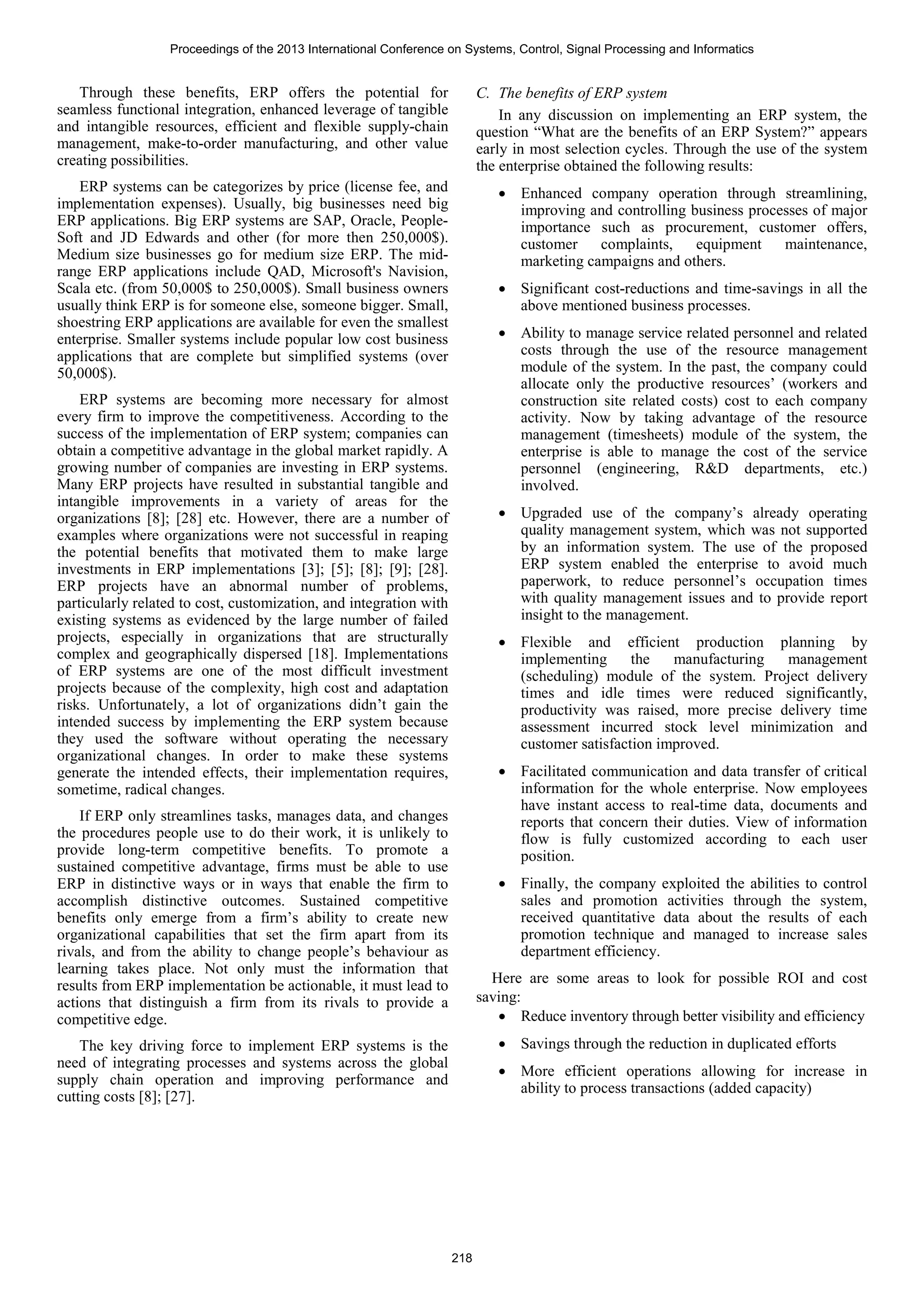 Erp System Implementation Benefits And Economic Pdf