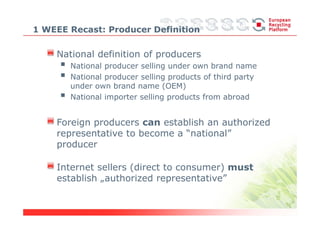 Europe WEEE Directive "Recast" Recap 歐洲電子回收政策現狀與展望 | PDF