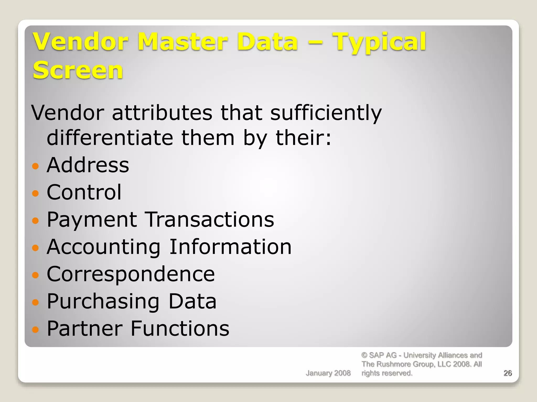ERP vendor master records | PPT