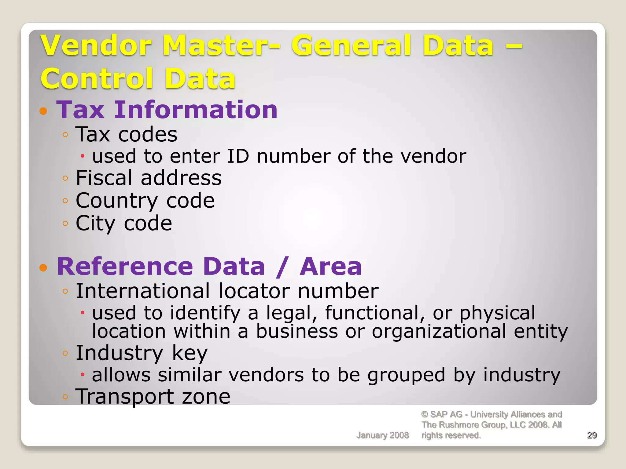 ERP vendor master records | PPT