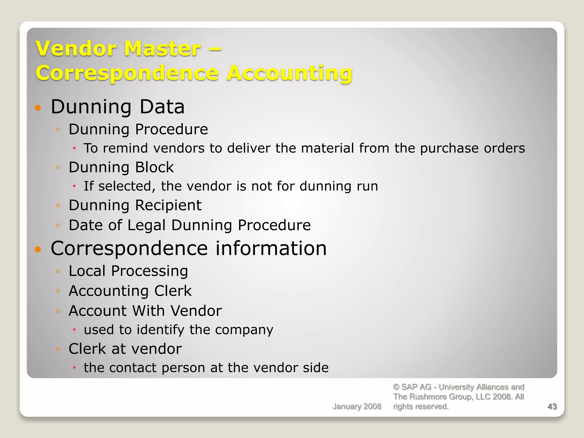 ERP vendor master records | PPT