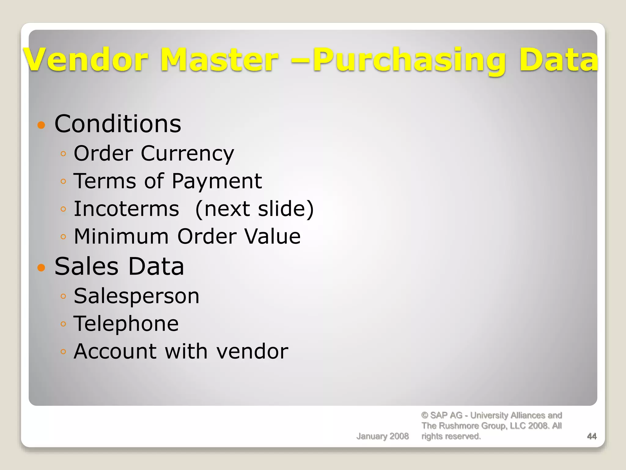 ERP vendor master records | PPT