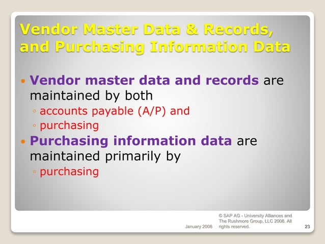 ERP vendor master records | PPT | Logistics | Business