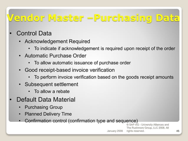 ERP vendor master records | PPT | Logistics | Business