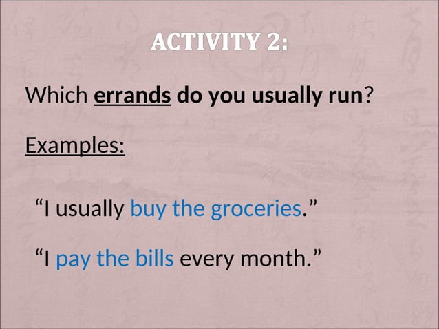 Errands and Chores activity in English .ppt