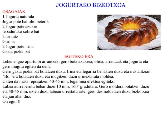 Sukaldeko errezetak | PPT