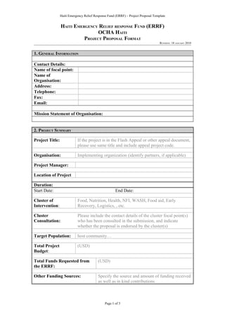 Errf haiti project proposal format | PDF