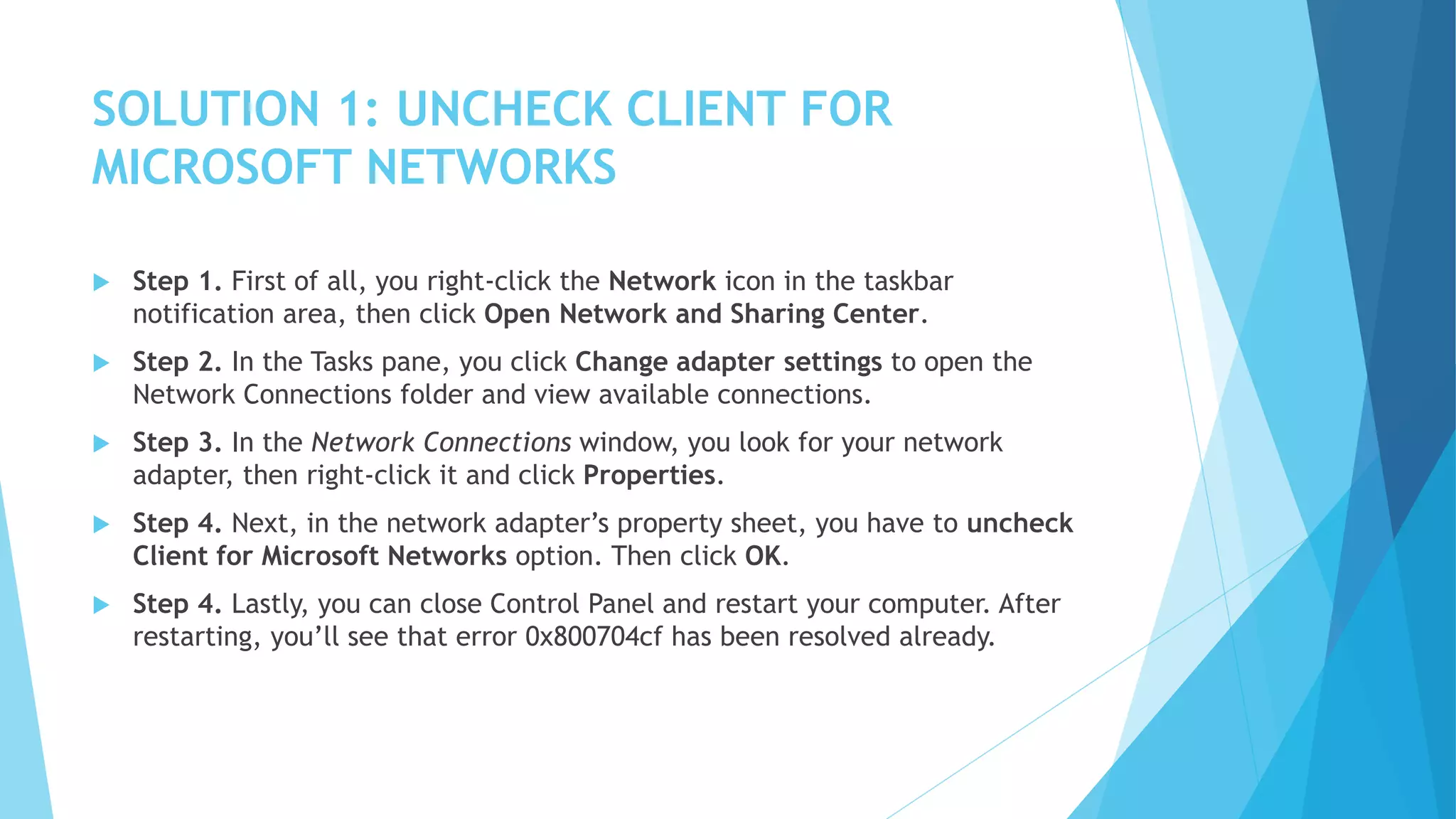 Windows 10 Error 0x800704cf | PPTX | Computer Networking | Computing