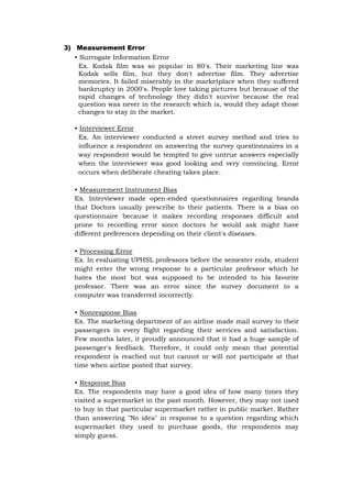 Examples of Type of Errors in Survey Research | DOCX