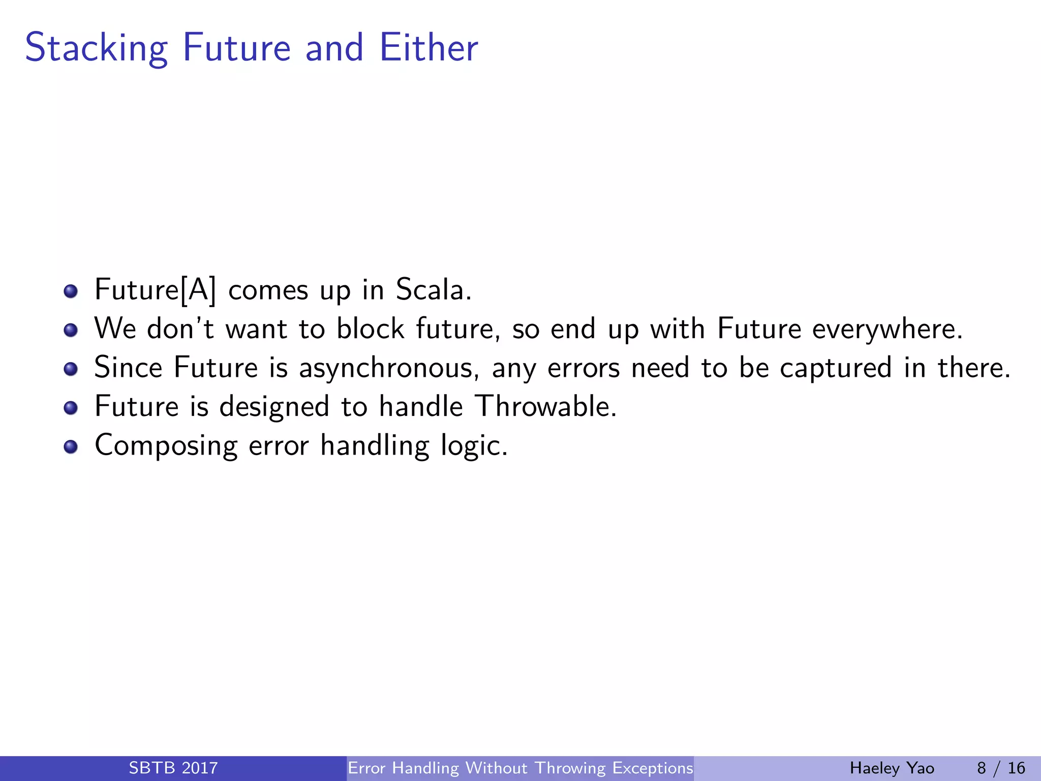 Error Handling Without Throwing Exceptions | PPT