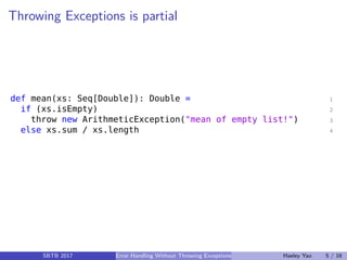 Error Handling Without Throwing Exceptions | PPT