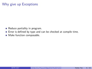 Error Handling Without Throwing Exceptions | PPT