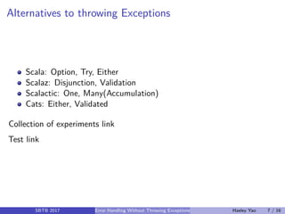 Error Handling Without Throwing Exceptions | PPT