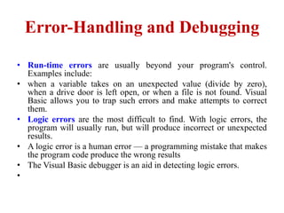 Error handling and debugging in vb | PPT