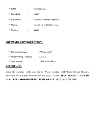 DOTNET 2013 IEEE CLOUDCOMPUTING PROJECT Error tolerant resource allocation and payment ...