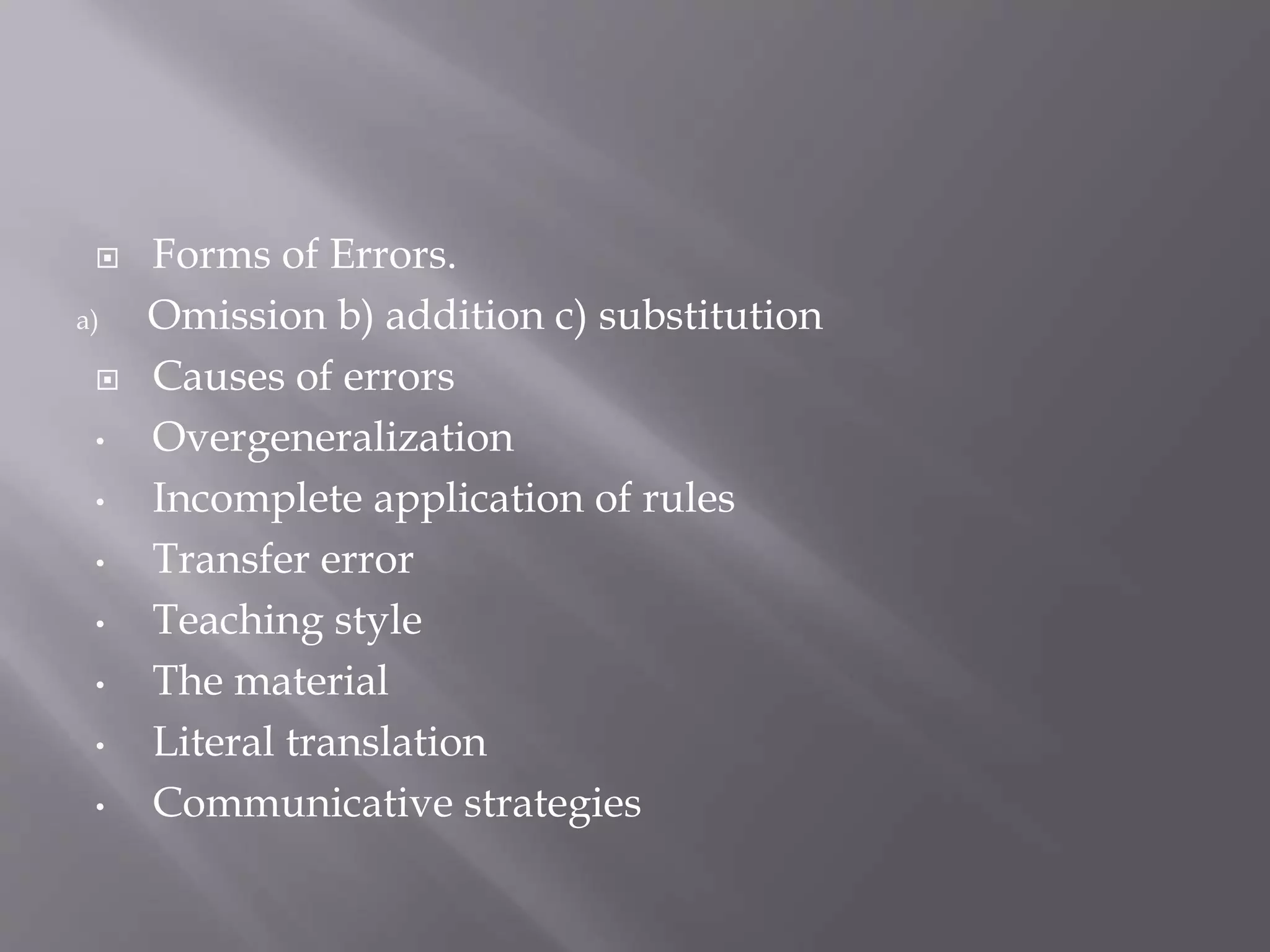 Types and steps in error analysis | PPT