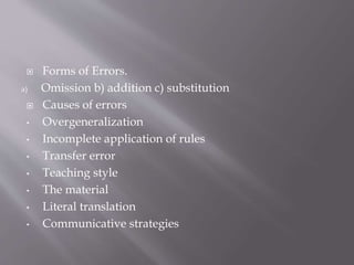 Types and steps in error analysis | PPT