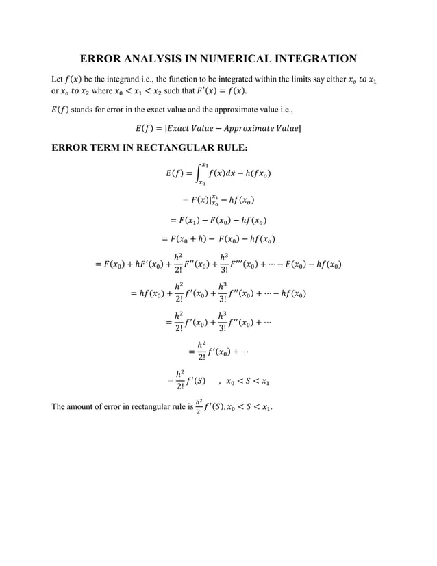 Error analysis in numerical integration | PDF | Physics | Science
