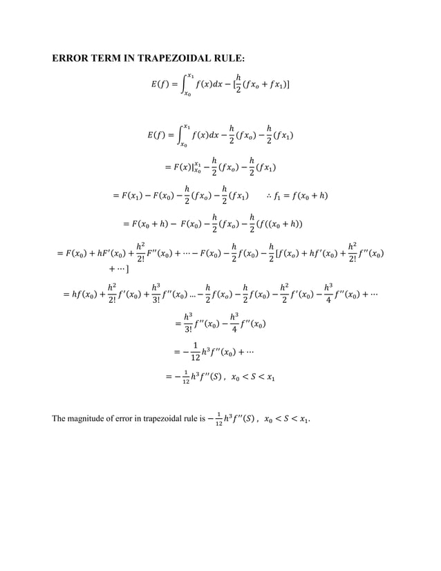 Error analysis in numerical integration | PDF | Physics | Science
