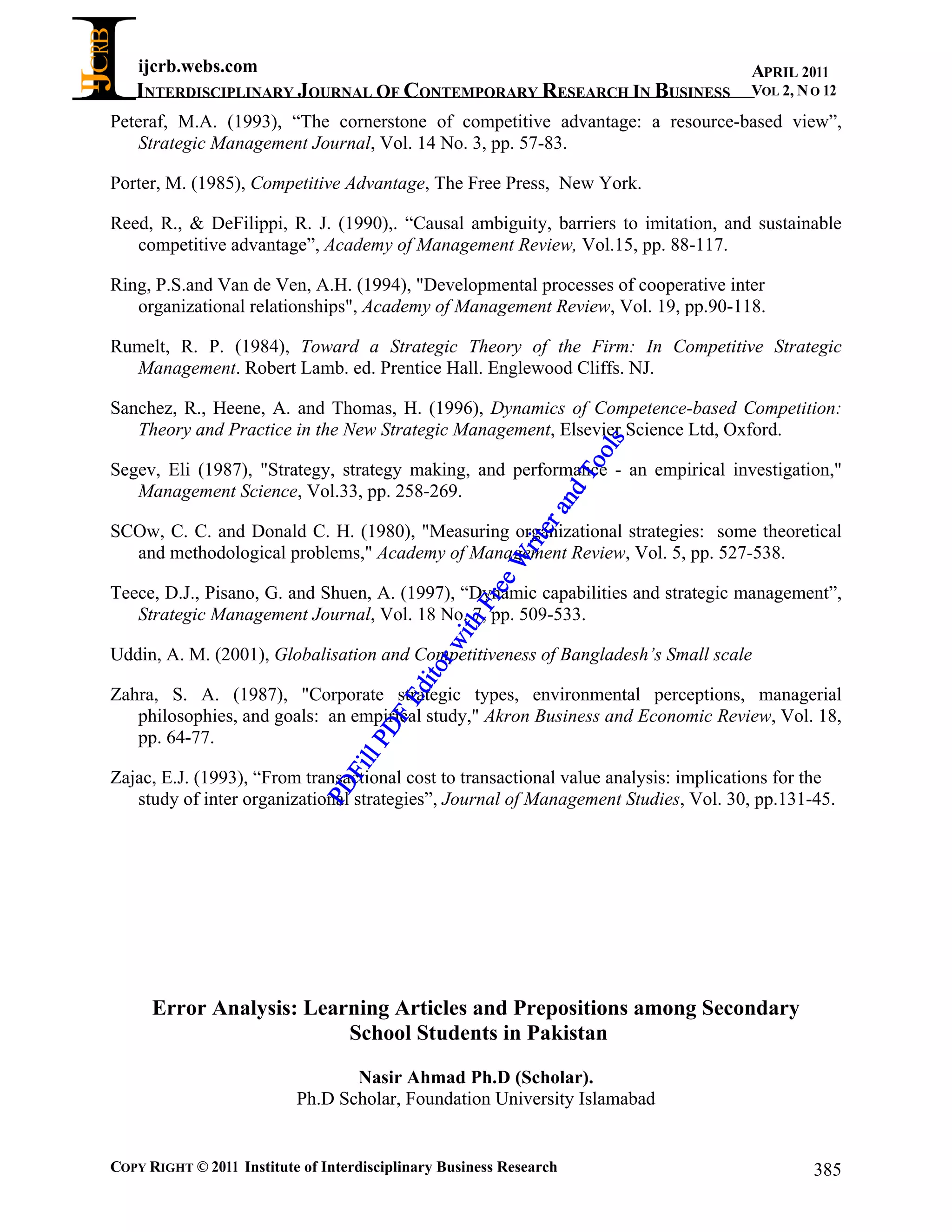 Error analysis learning articles and prepositions among secondary | PDF | Business ...