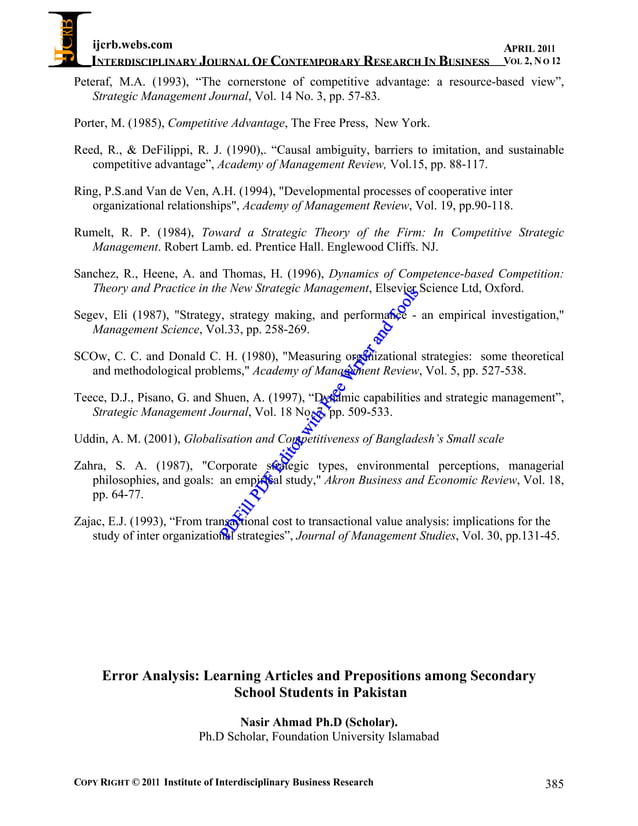 Error analysis learning articles and prepositions among secondary | PDF | Business ...