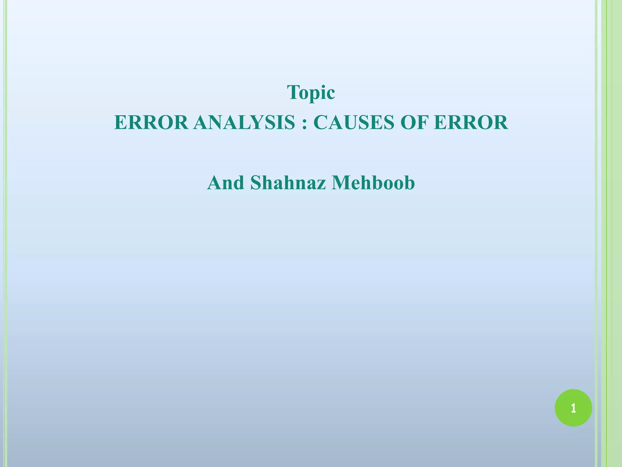 Error Analysis Lecture Ppt
