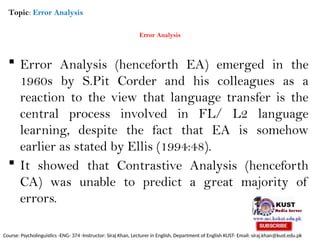 Comprehensive Overview of Error Analysis in Psycholinguistics for ...