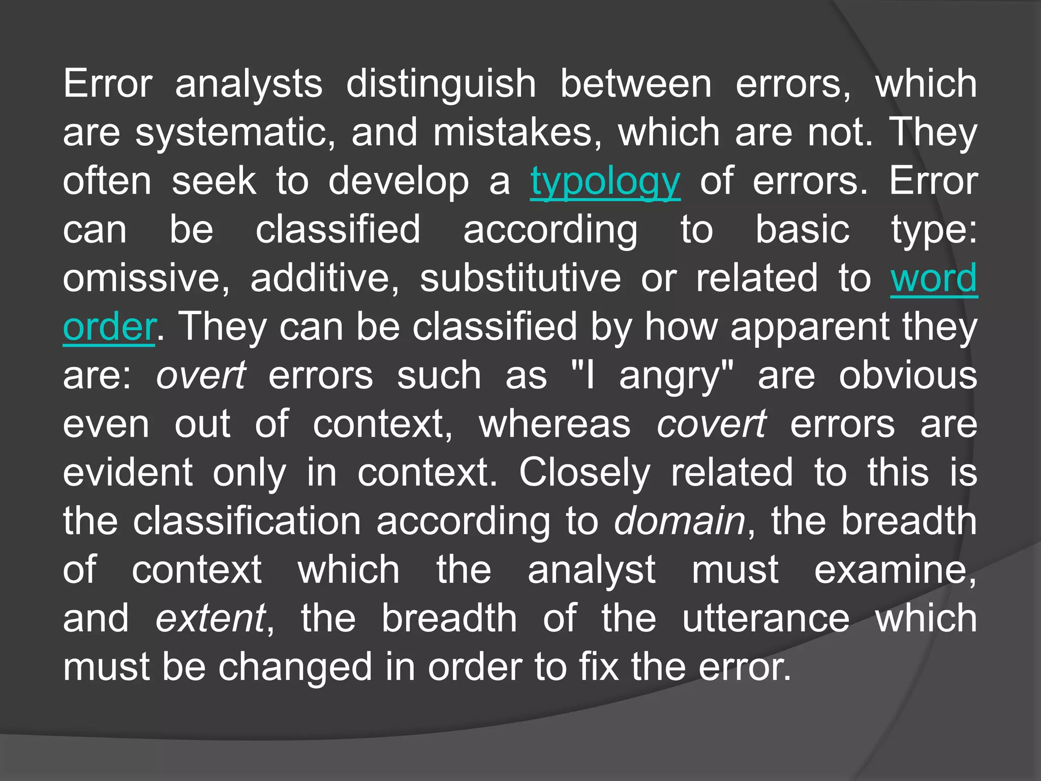 Error analysis presentation | PPTX | Education