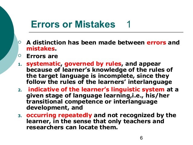 Error analysis revised